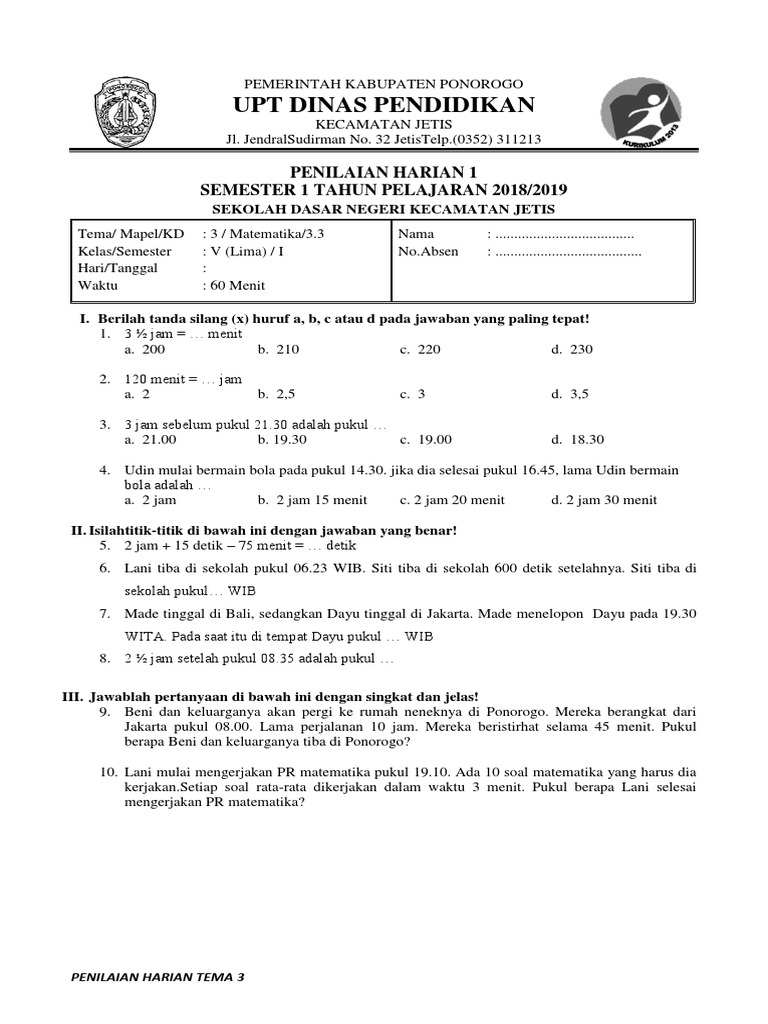 PH Tema 3 Matematika | PDF | Griya & Taman | Seni