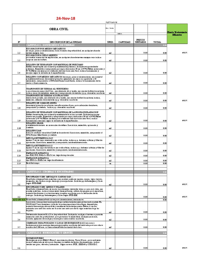 Plantilla Excel Mediciones | PDF | Tubería (transporte de fluidos) | Fundación (Ingeniería)