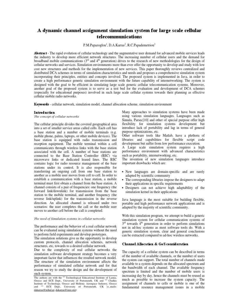Dynamic Channel Assignment Simulation | PDF | Cellular Network | Simulation