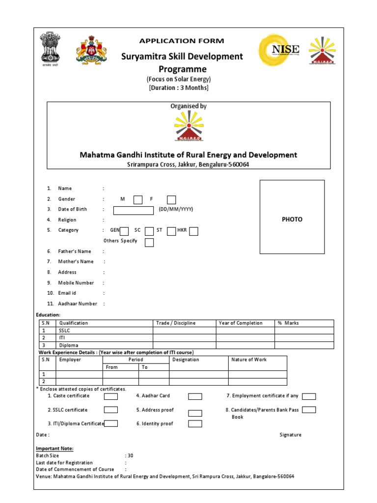Suryamitra Skill Development Programme: Mahatma Gandhi Institute of Rural Energy and Development ...