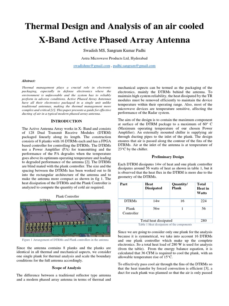 Thermal Design and Analysis of An Air Cooled X-Band Active Phased Array ...