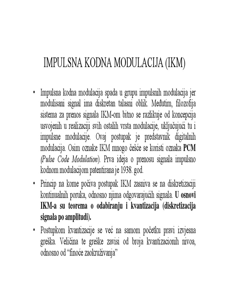 Impulsna Kodna Modulacija PDF | PDF