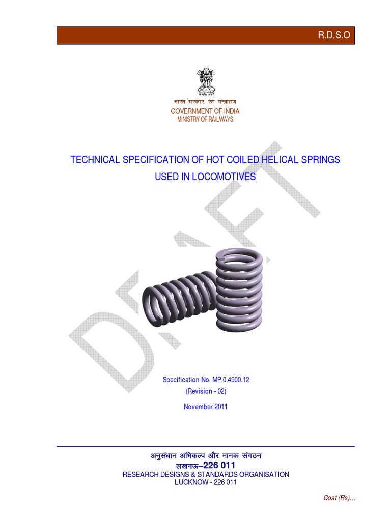 Technical Specification of Hot Coiled Helical Springs Used in ...
