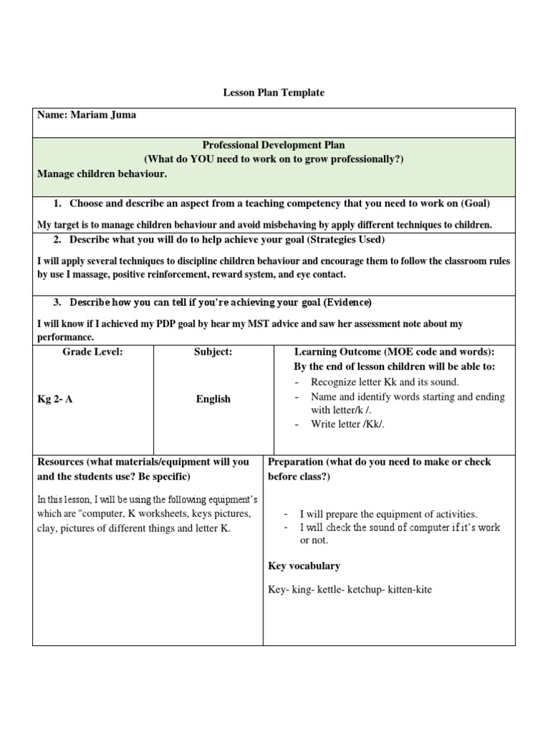 Lesson KK | PDF | Lesson Plan | Teachers