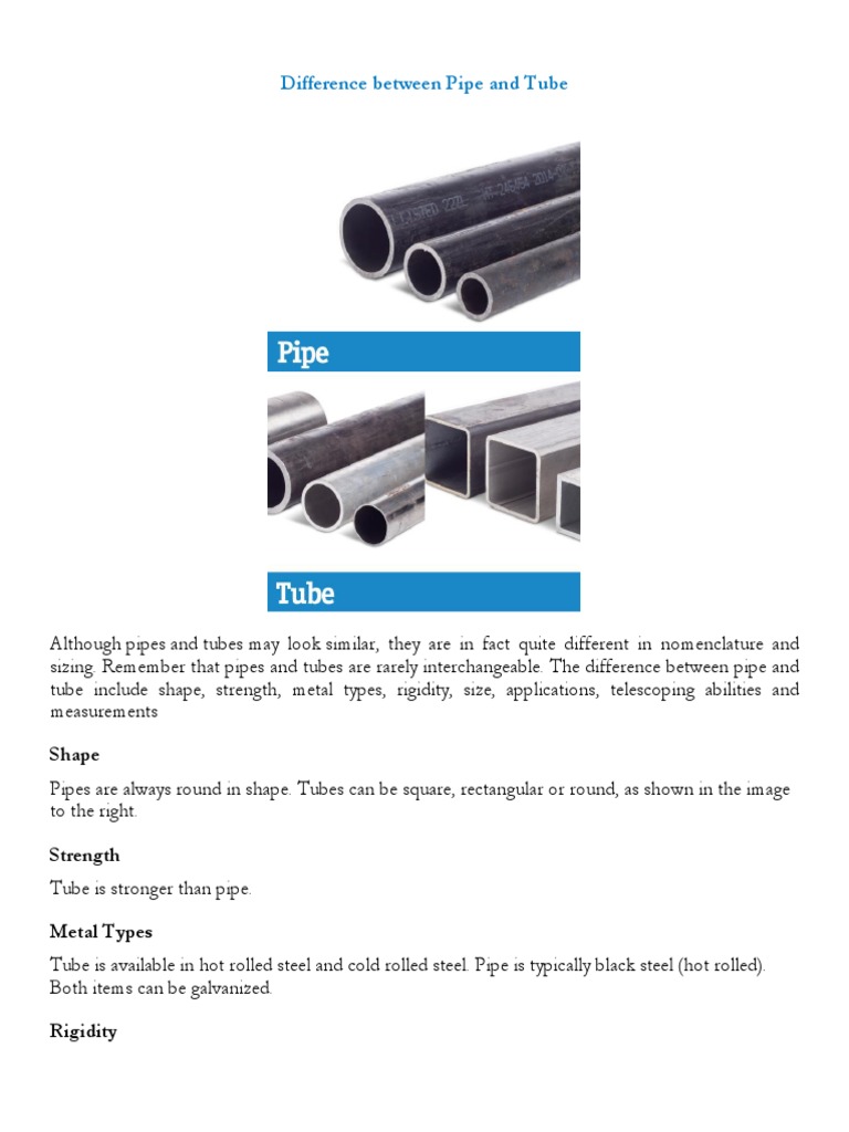 Difference Between Pipe and Tube: Shape | Download Free PDF | Pipe ...