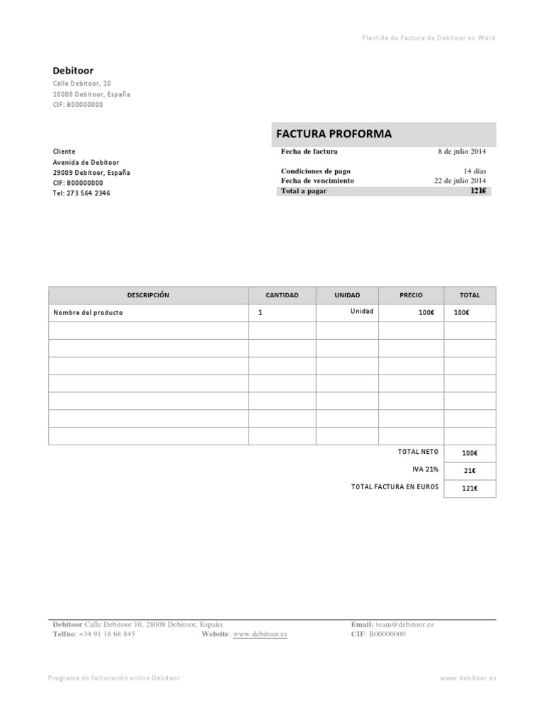 Modelo de Proforma | PDF