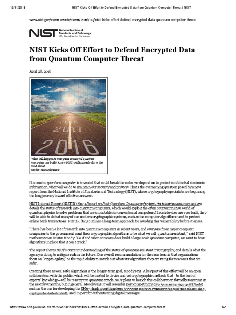NIST Kicks Off Effort To Defend Encrypted Data From Quantum Computer ...