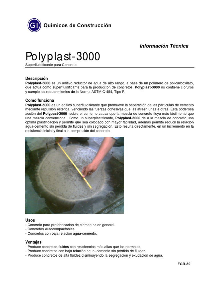 Polyplast 3000 | PDF | Hormigón | Química