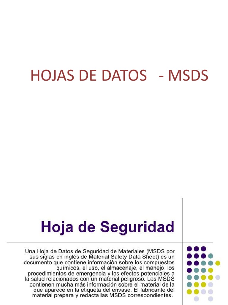 Hojas MSDS: Significado y Ejemplos | PDF | Potasio | Dieta y nutrición