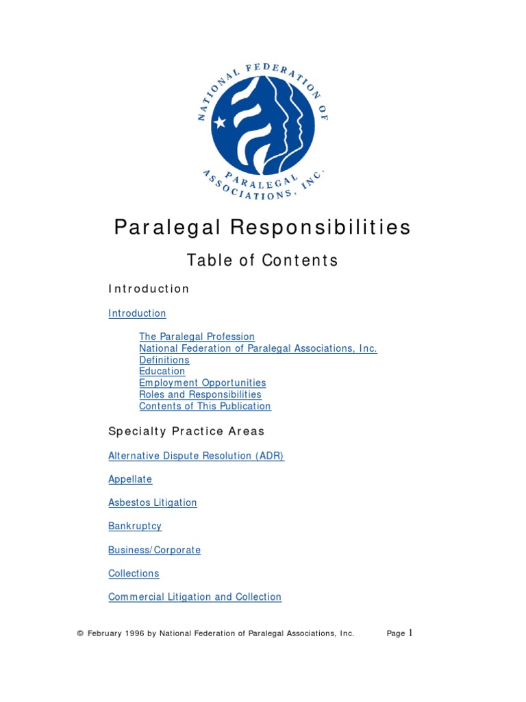 Paralegal Responsibilities | PDF | Paralegal | Alternative Dispute ...