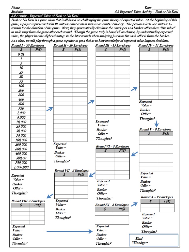 Expected Value in Deal or No Deal | PDF | Business