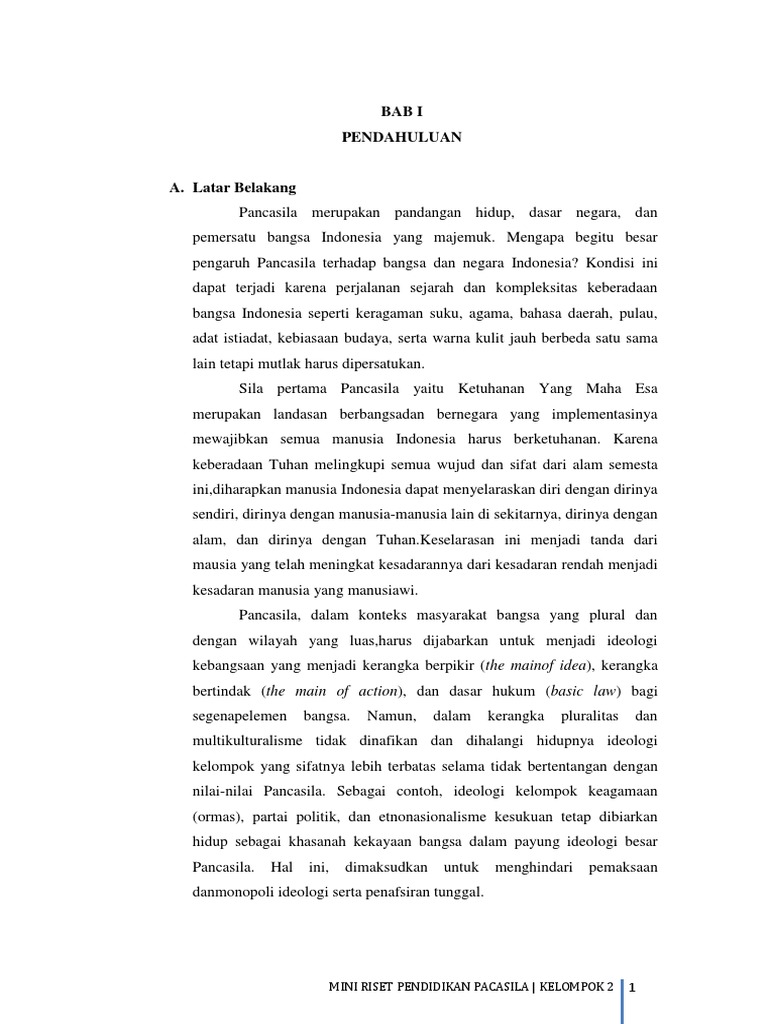 Proposal MINI rISET Pendidikan Pancasila | PDF