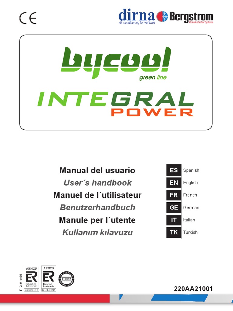 Bycool Integral Power, Manual de Usuario | PDF | Temperatura ...