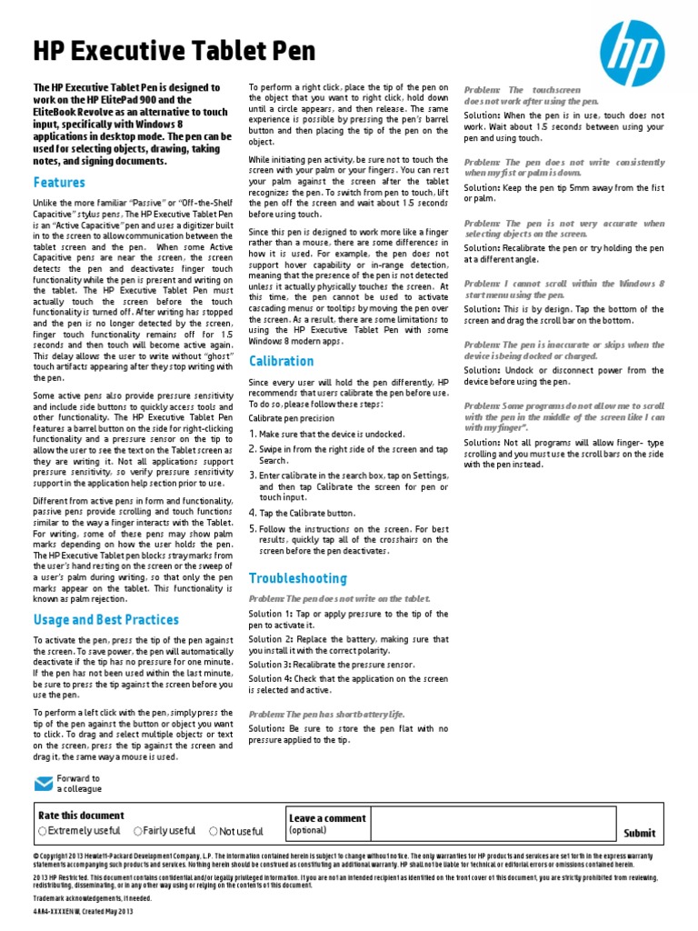 HP Executive Tablet Pen Whitepaper PDF | PDF | Touchscreen | Tablet ...