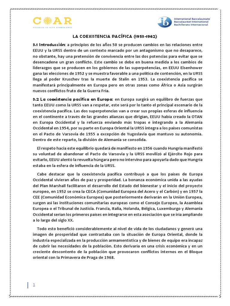 La Coexistencia Pacífica | PDF | Guerra Fría | Fidel Castro