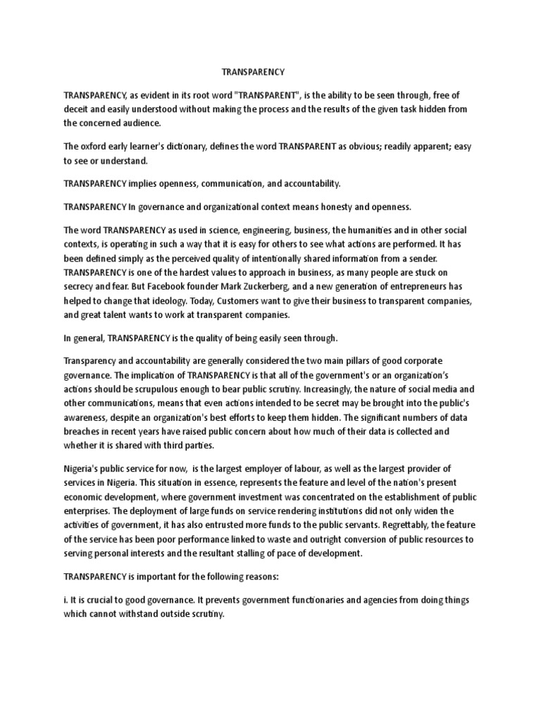 Levels of Transparency | PDF | Transparency (Behavior) | Public Sphere