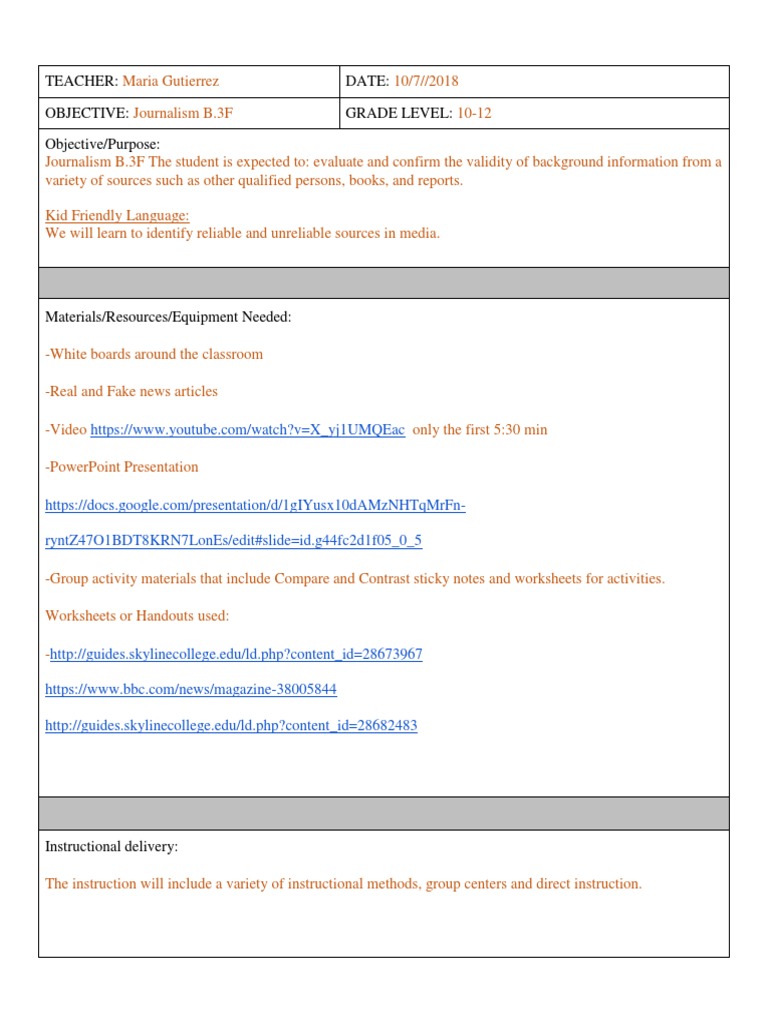Fake News-Lesson-Plan | PDF | News | Journalism
