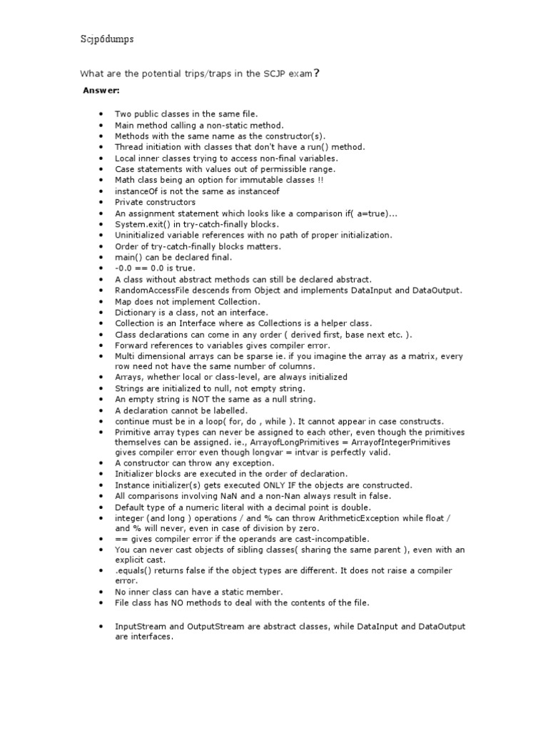 SCJP Potential Trips | PDF | Class (Computer Programming) | Constructor (Object Oriented ...