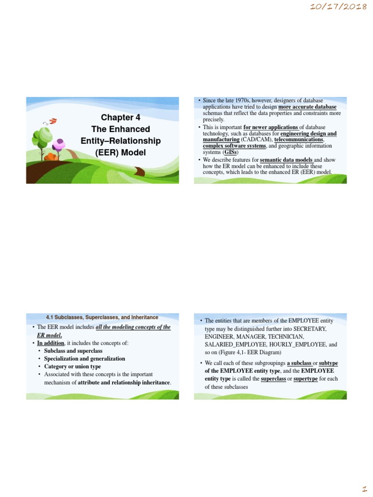 The Enhanced Entity Relationship Eer Model Pdf Inheritance 5501