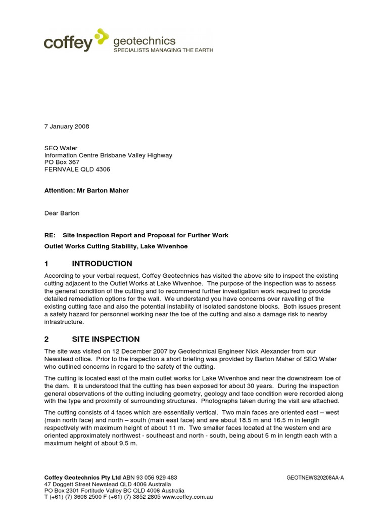 Attention: MR Barton Maher: Coffey Geotechnics Pty LTD ABN 93 056 929 ...