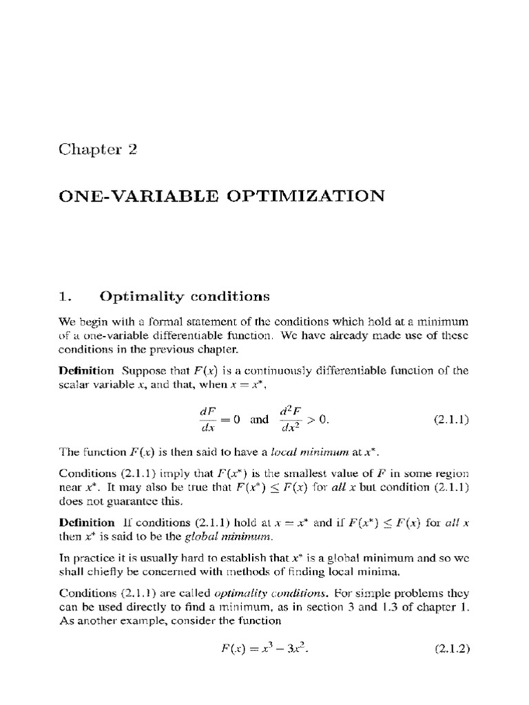 One Variable Optimization | PDF | Mathematical Optimization | Mathematics Of Computing