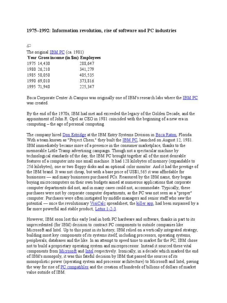 1975-1992: Information Revolution, Rise of Software and PC Industries ...
