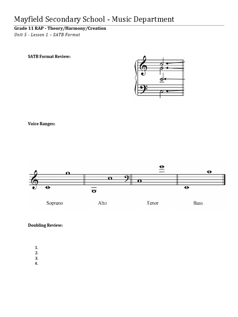 SATB Worksheets | PDF | Harmony | Chord (Music)