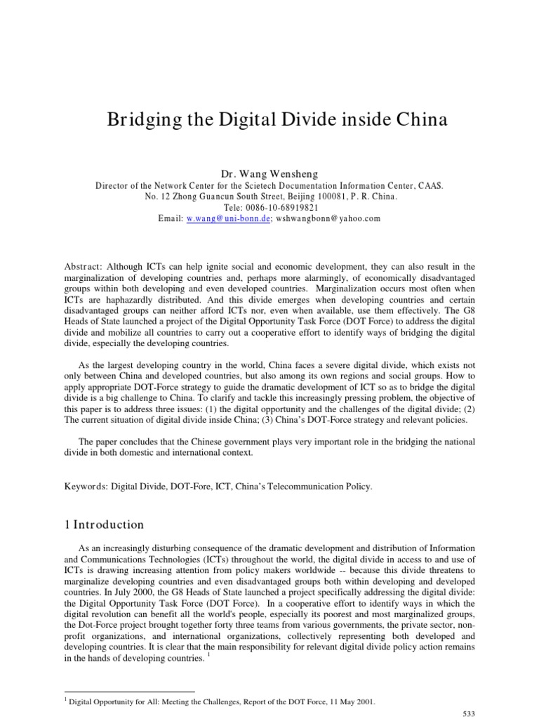 Bridging The Digital Divide Inside China | PDF | Information And ...