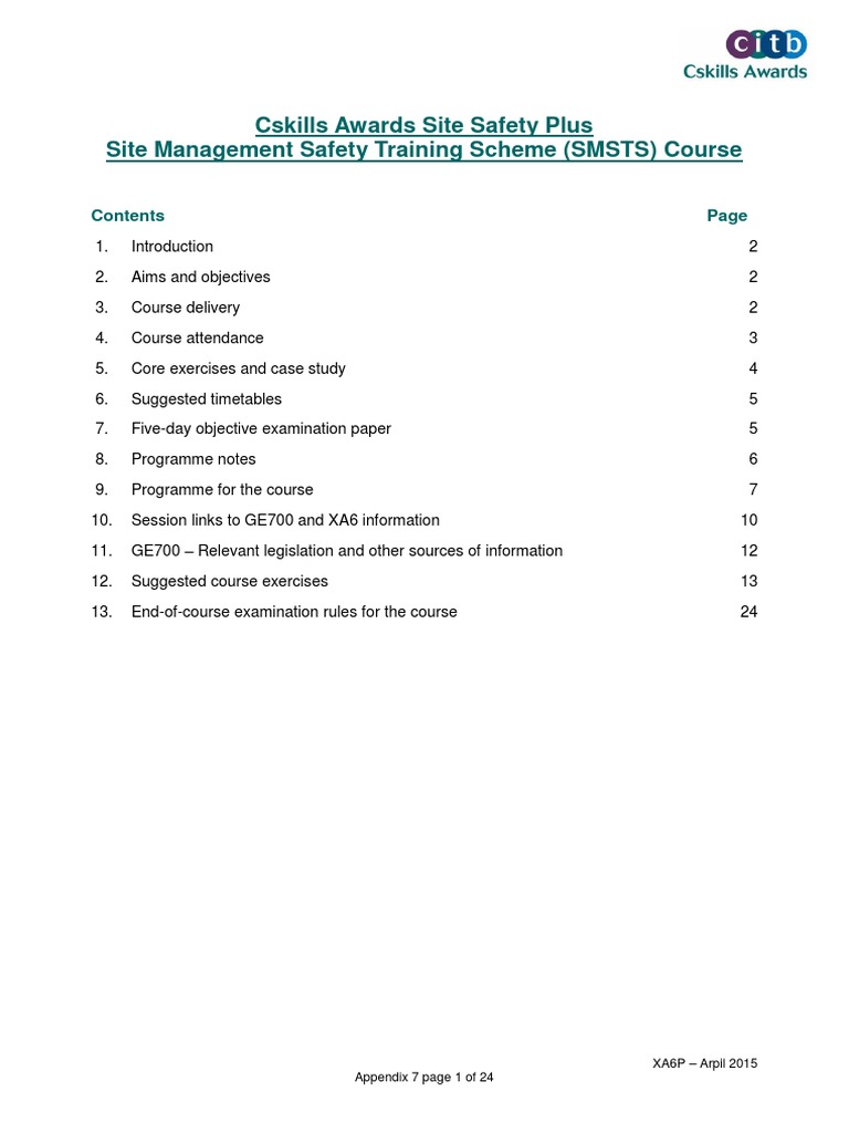 Ssp-Appendix 07 Smsts Cdm | Occupational Safety And Health | Test ...