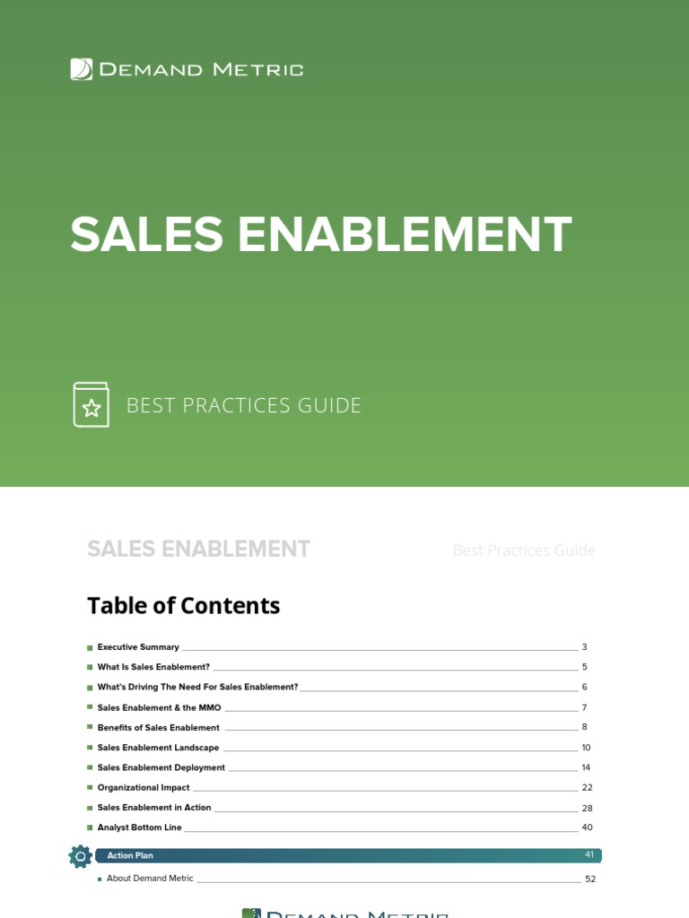 Sales Enablement Best Practices Guide Pdf Sales Marketing