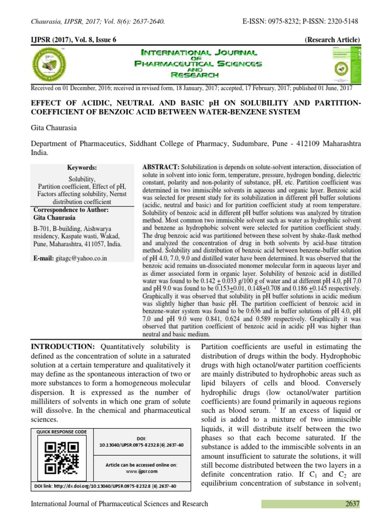 40 Vol. 8 Issue 6 June 2017 IJPSR RA 7560 | PDF | Solubility | Ph