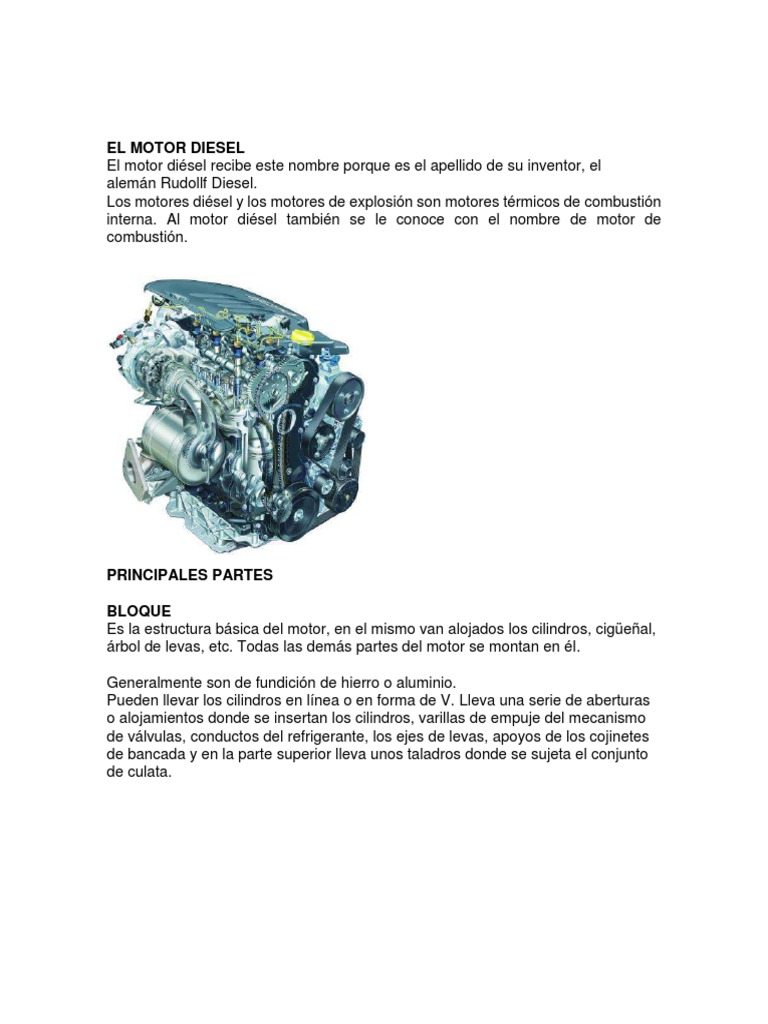 Componentes del Motor Diésel | PDF | Pistón | Motor de combustión interna
