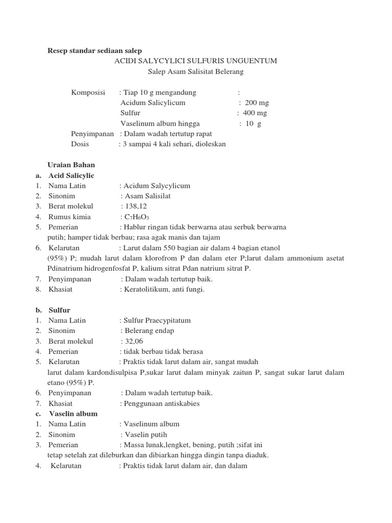 Resep Standar Sediaan Salep | PDF