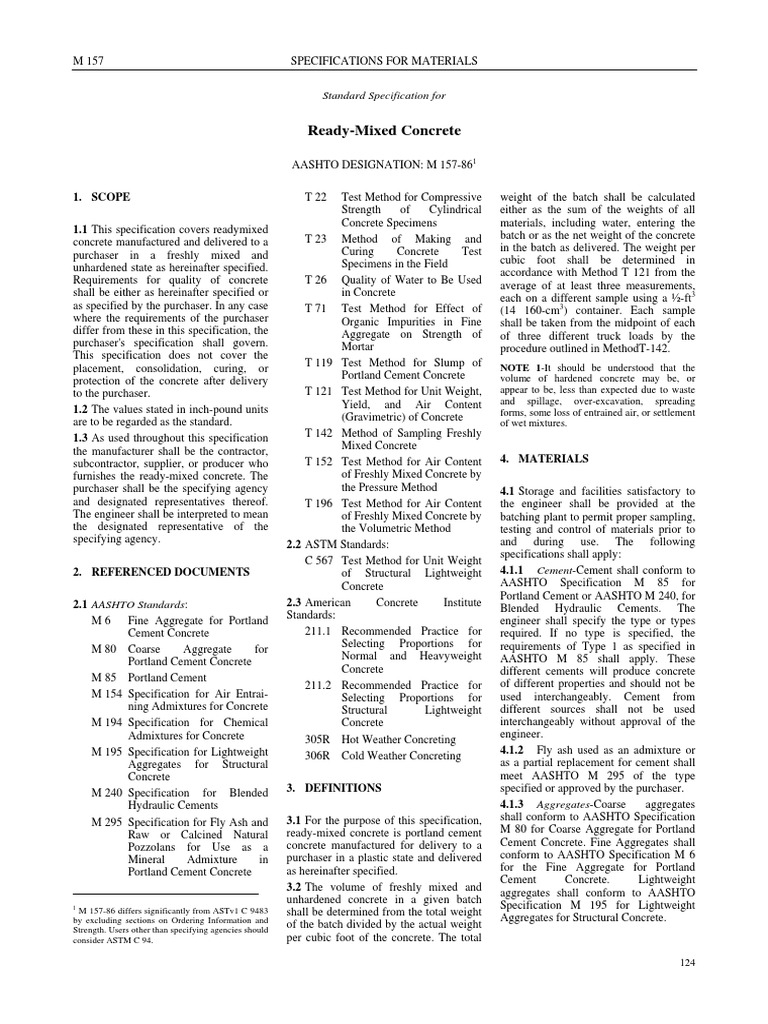 M157 | PDF | Concrete | Cement