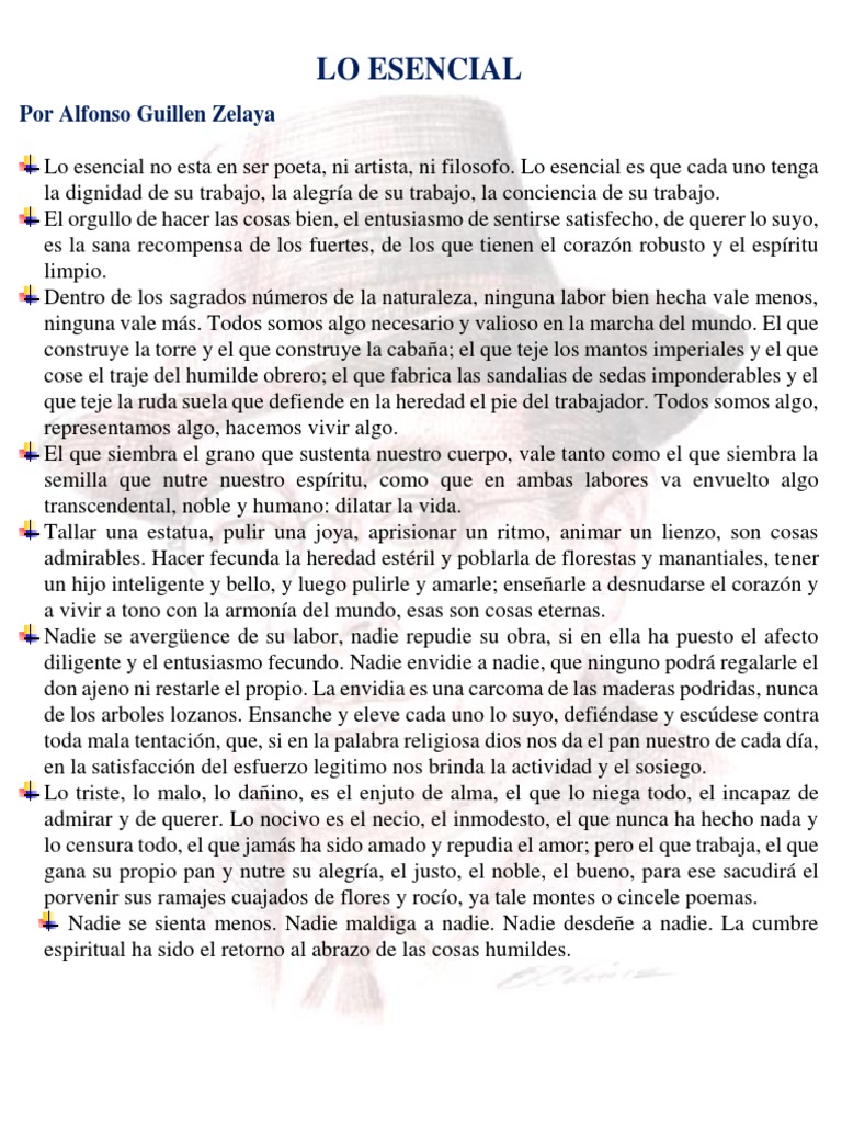 Lo Esencial según Alfonso Guillen Zelaya | PDF | Alma