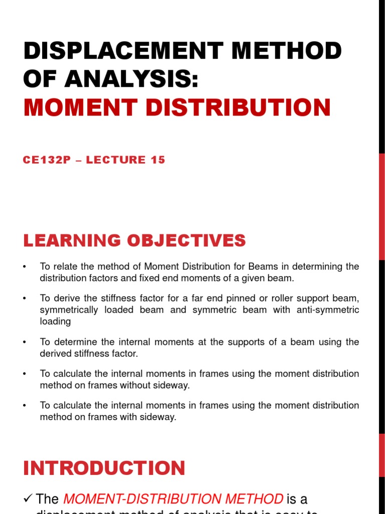 LEC15 - Moment Distribution Method (Beams, Frames With No Sidesway ...