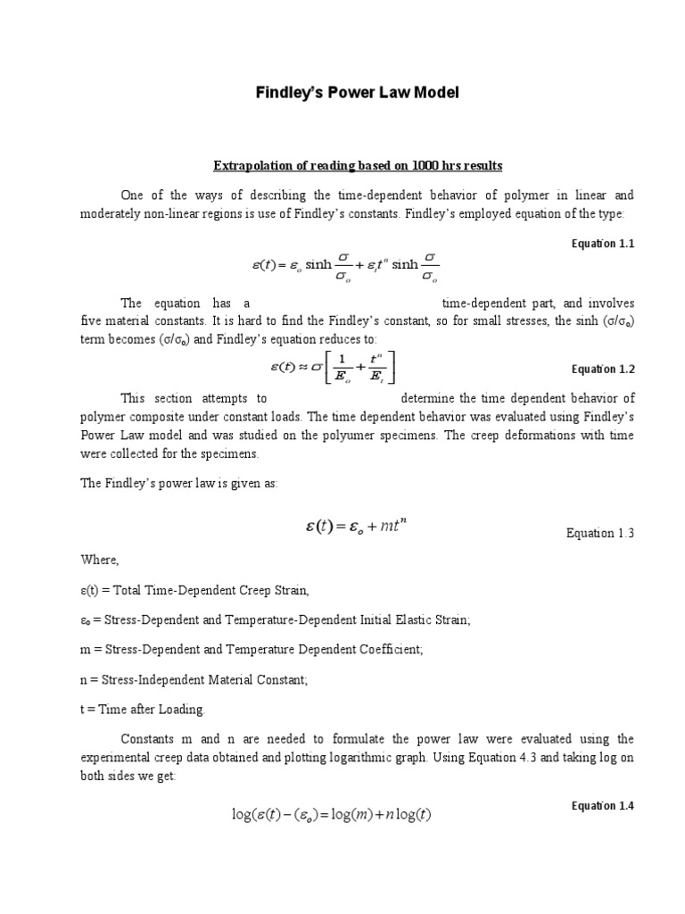 Findley's Power Law Creep Model Analysis | PDF | Creep (Deformation ...