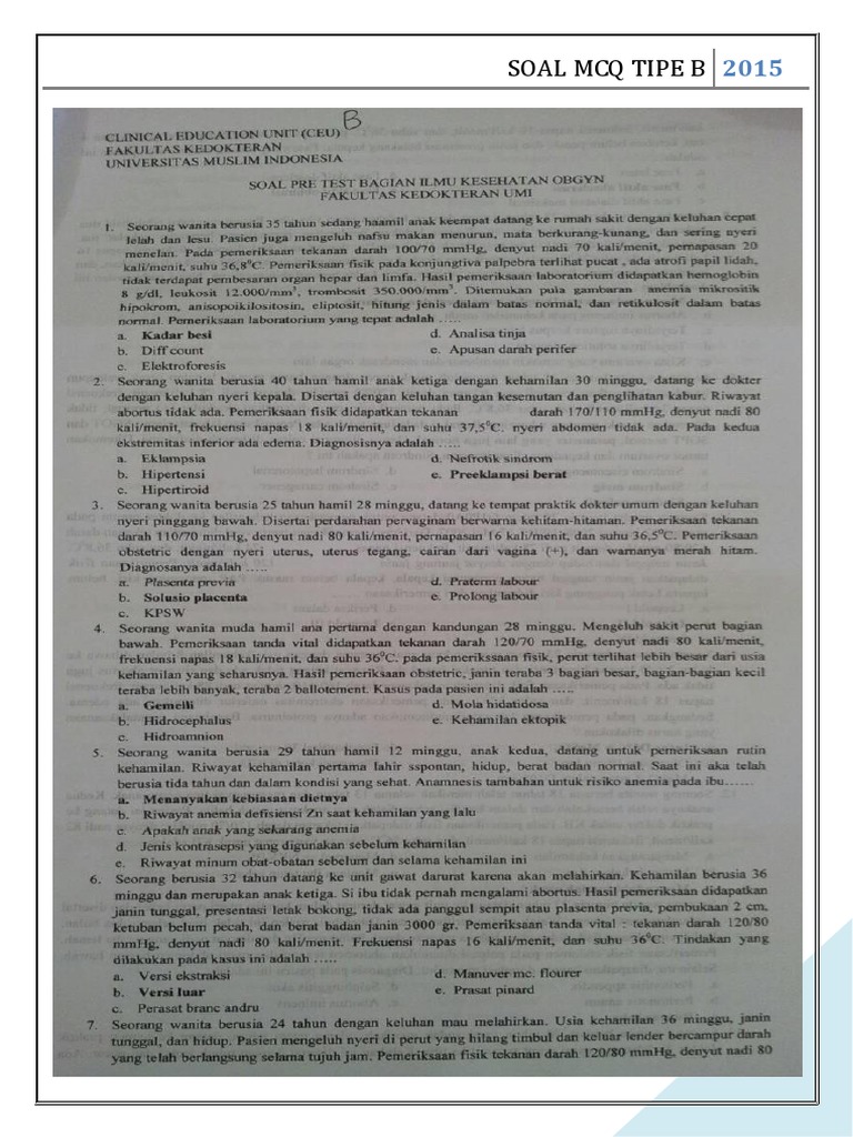 Soal MCQ Tipe Obgyn | PDF