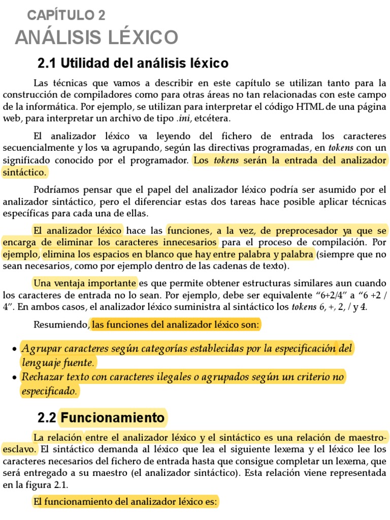 Cap2-Análisis-Léxico | Compilador | Lenguaje de programación