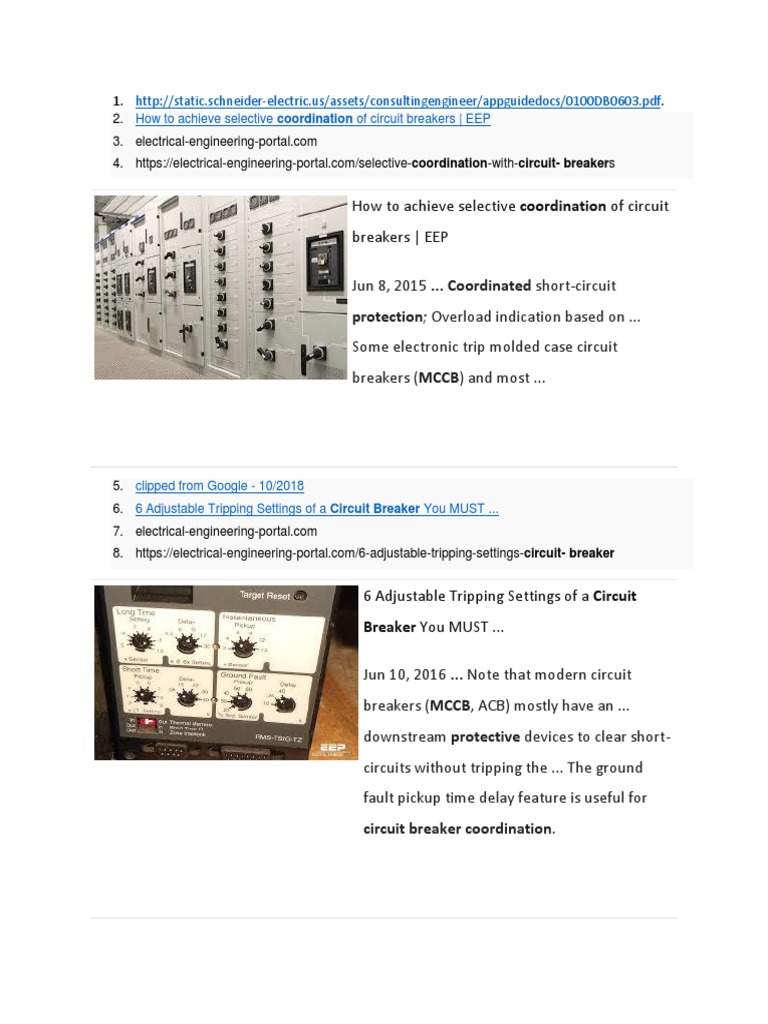 Circuit Breaker Coordination Guide | PDF | Fuse (Electrical) | Equipment