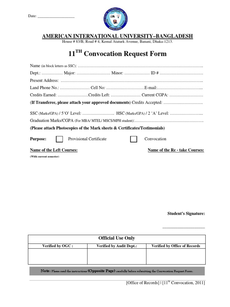 11th Convocation Form | PDF | Titles | Behavior Modification