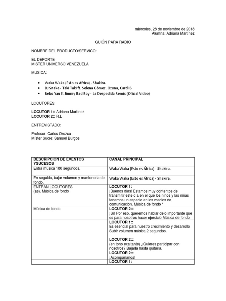 Ejemplo de Guion Radial | PDF | Venezuela | Ocio