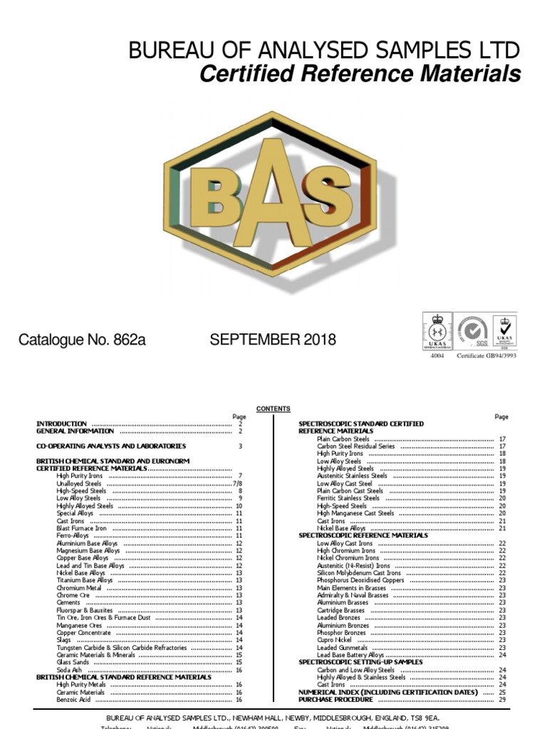 BAS Catalogue No. 862a Sep2018 | PDF | Alloy | Cast Iron