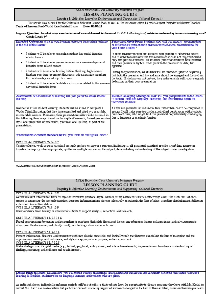 Ucla 426 | PDF | Lesson Plan | Learning