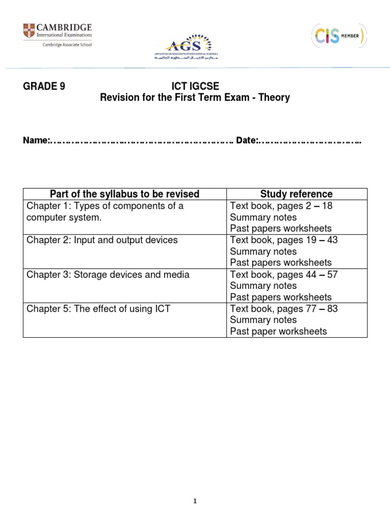 Grade 9 ICT Theory Revision | PDF | Computer Monitor | Graphical User Interfaces