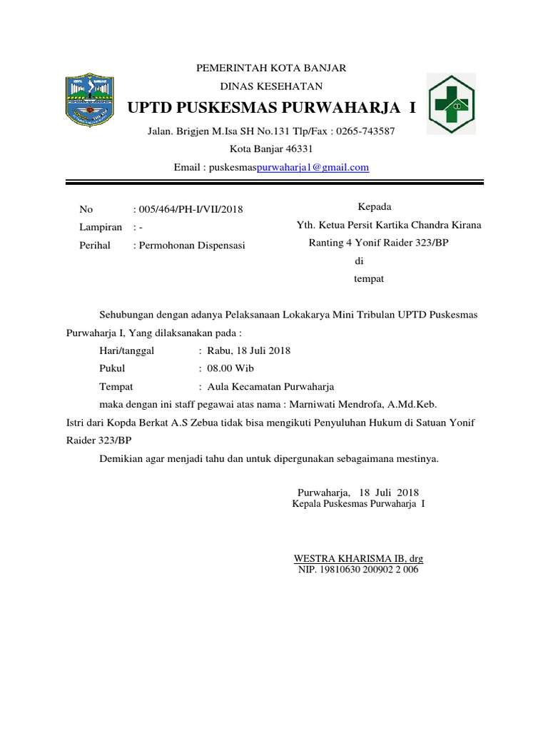 Surat Permohonan Dispensasi | PDF