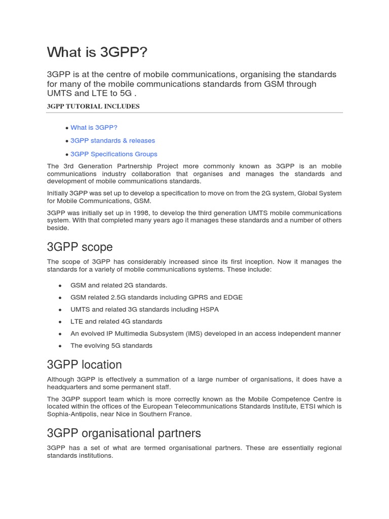 What Is 3GPP | PDF | 3 Gpp | High Speed Packet Access