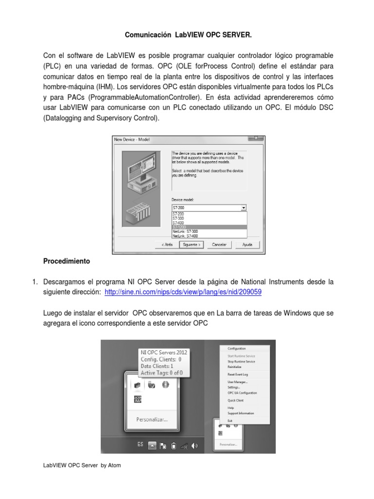 LabVIEW OPC SERVER Configuracion | PDF | Controlador lógico programable ...
