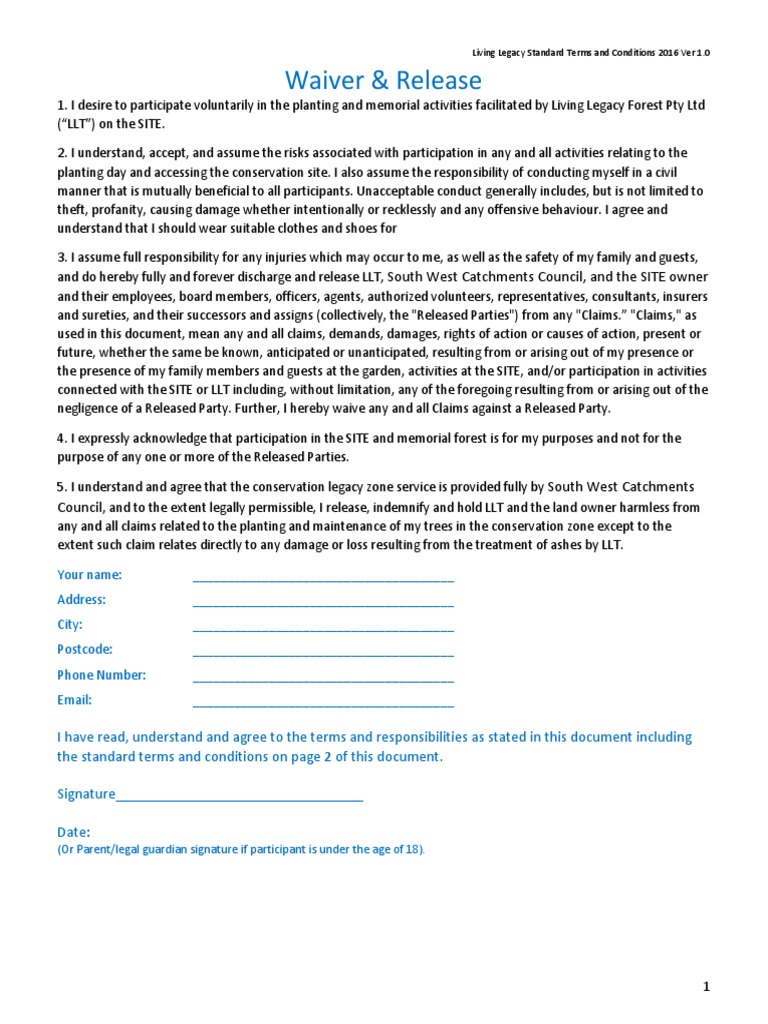 Customer Waiver For Conservation Zone | PDF | Common Law | Government