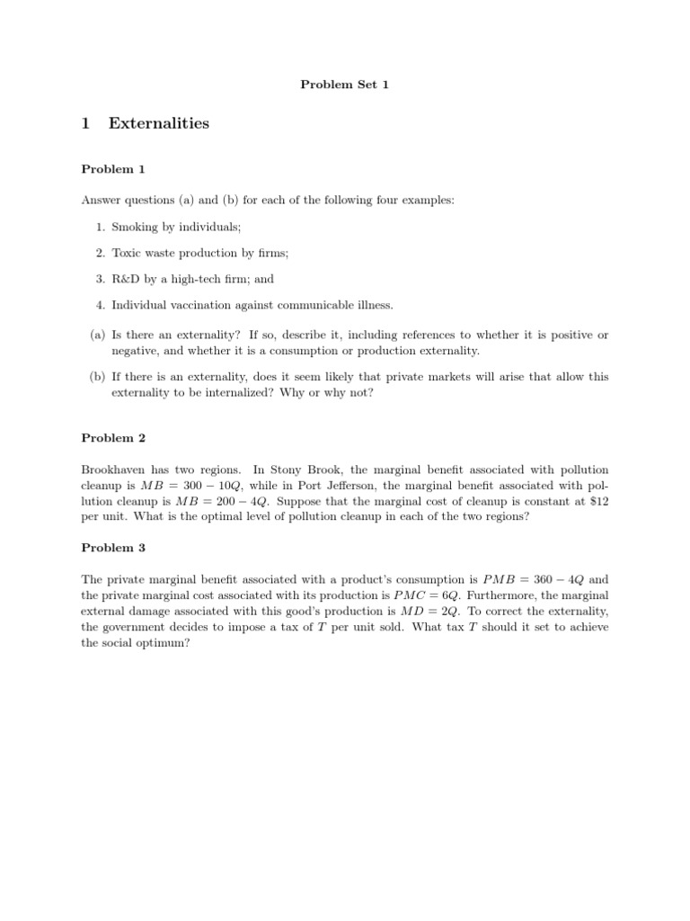 The First Problem Set | PDF | Externality | Public Good